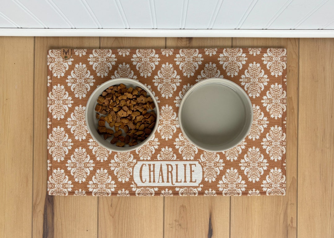 Personalized Dog Bowl Mat, Nonslip, Machine Washable - Charlie - Etsy