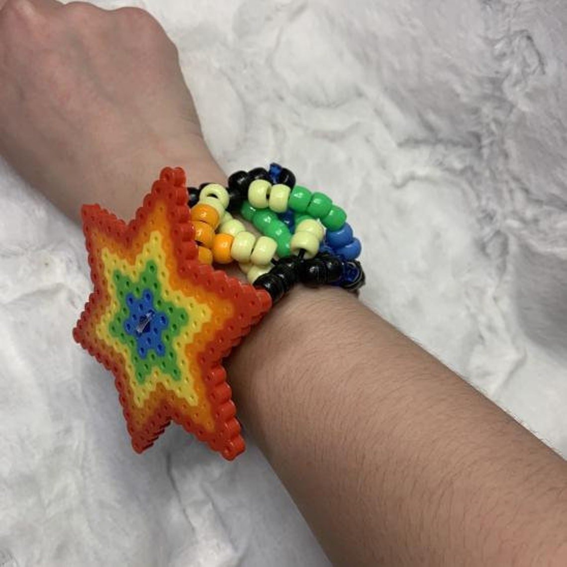 Rainbow Star Kandi Cuff | Etsy