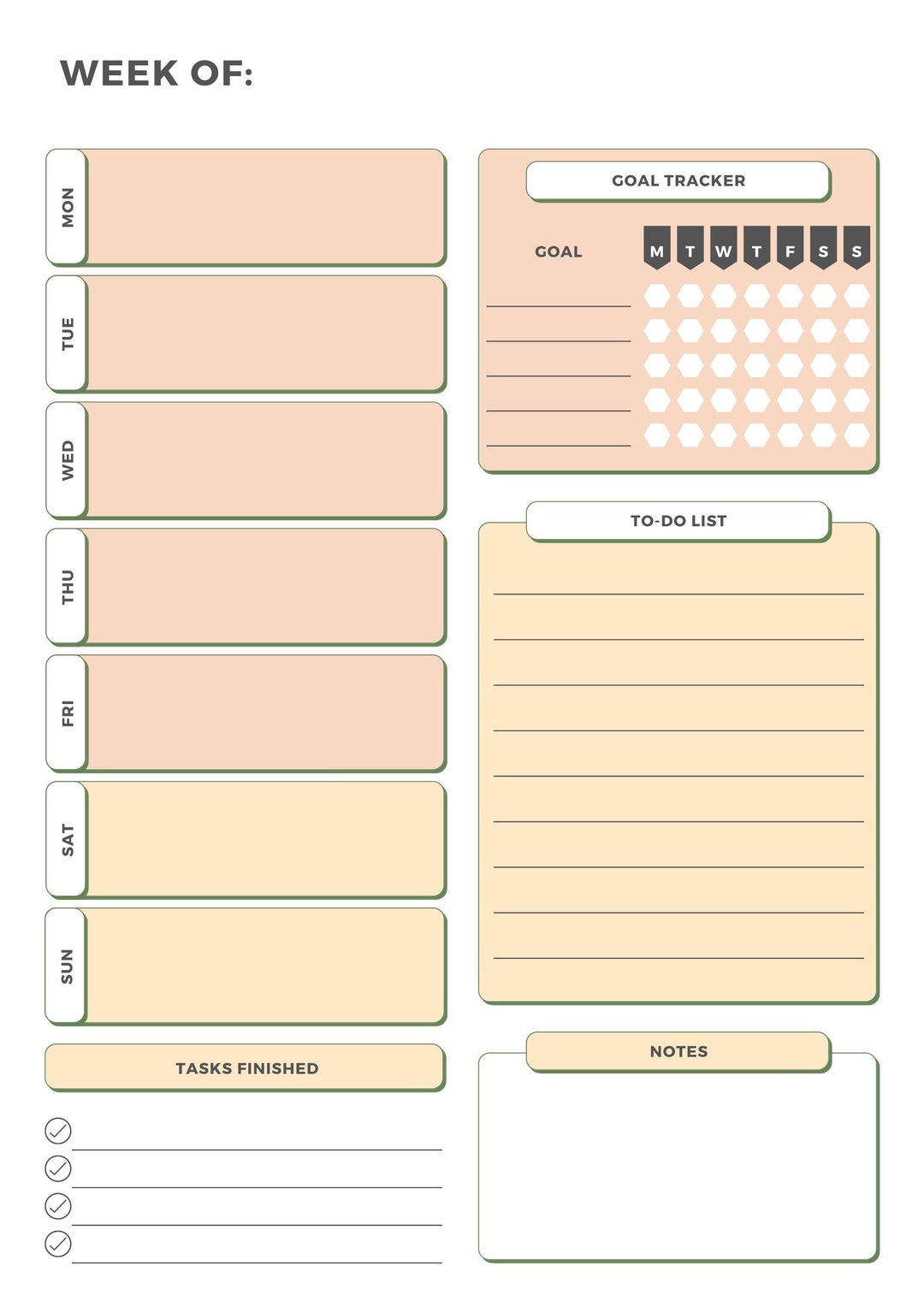 Weekly Planner Sheet NEUTRAL - Etsy