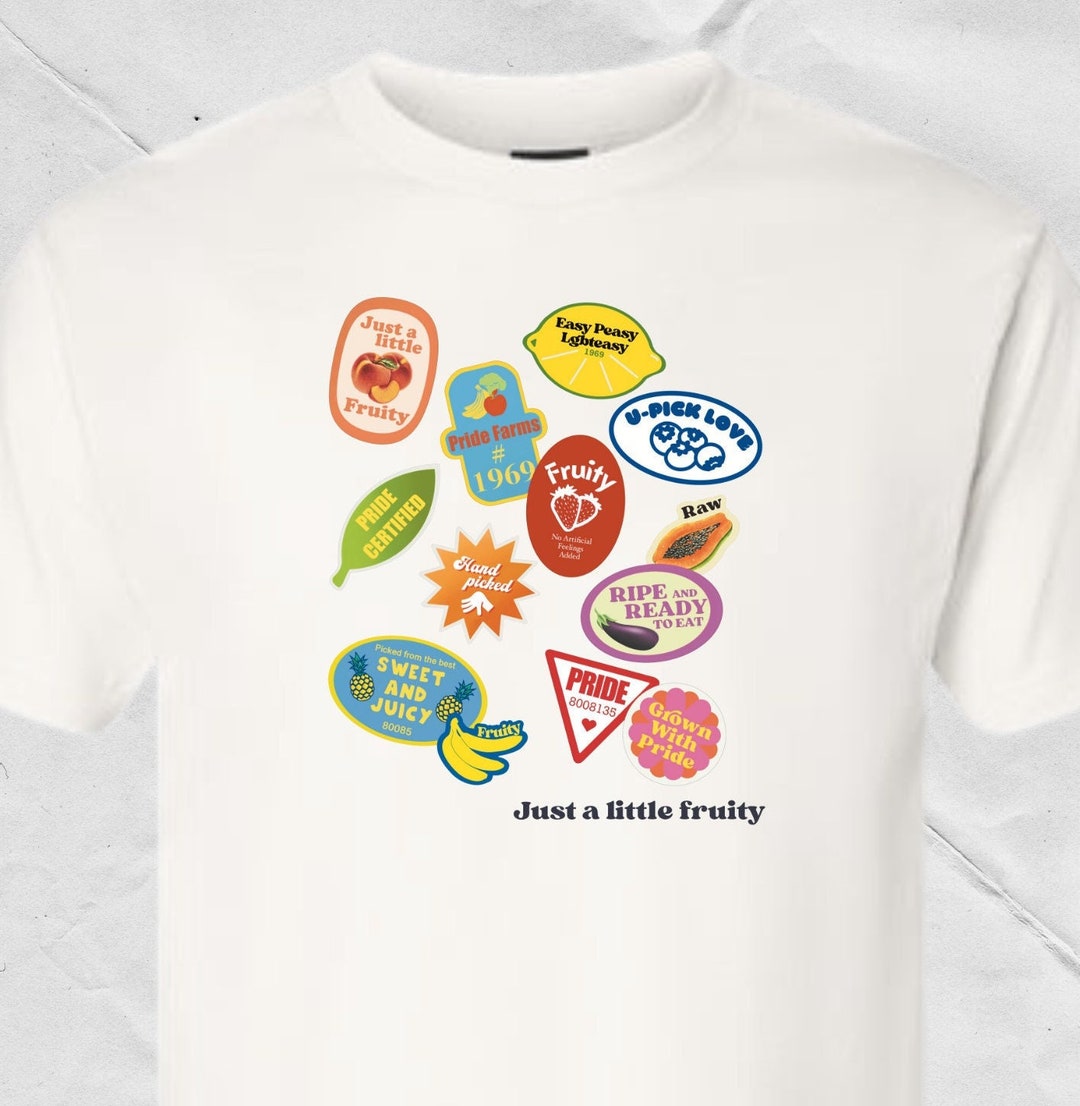 Fruit Sticker Pride T-shirt: Subtle Pride Month Design - Etsy