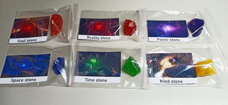 Thanos Infinity Stones Real Shape Glowing Gem Replica FULL SET [watch ...