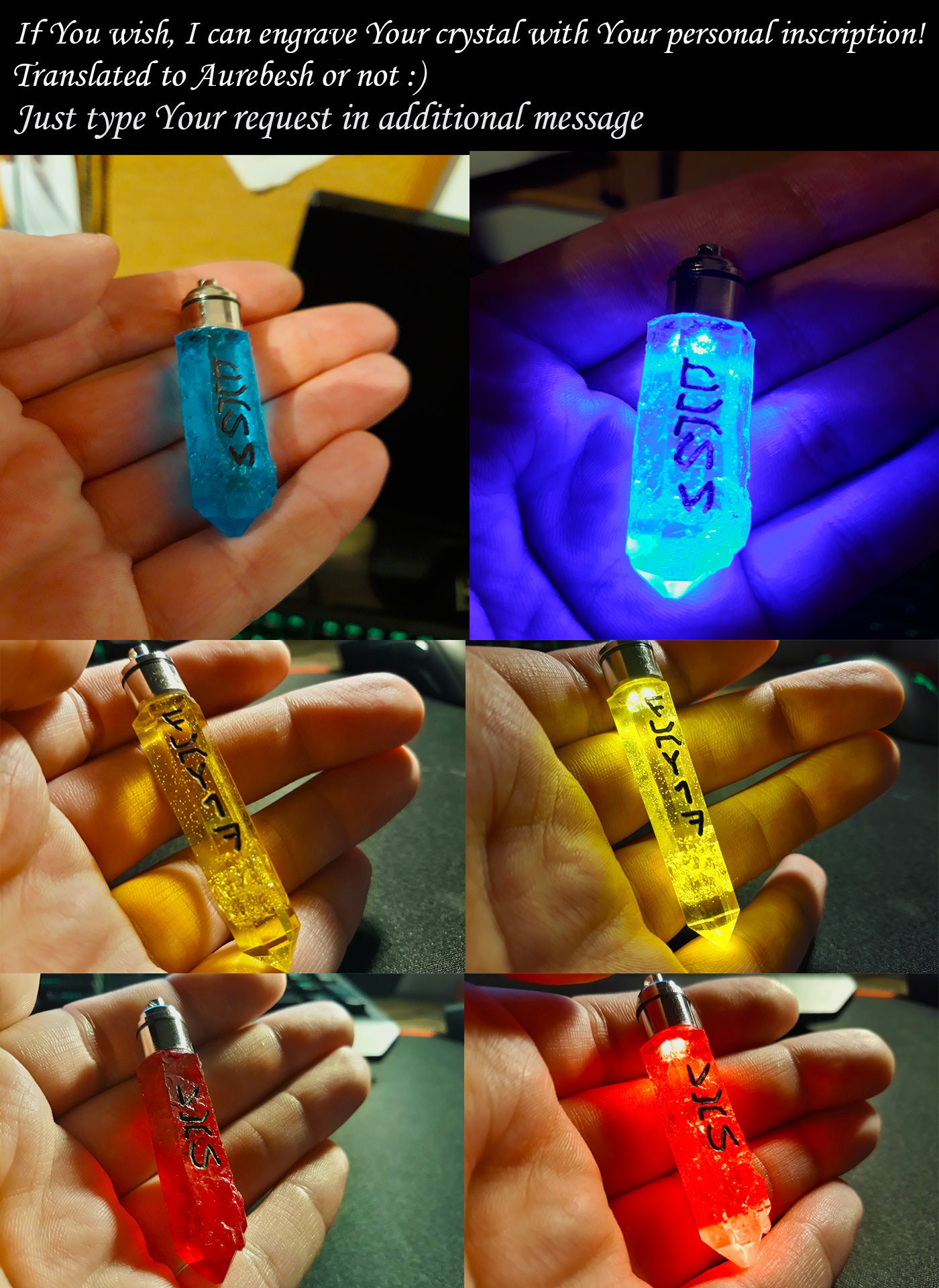 Star Wars Lightsaber Kyber Crystal 100 % Handcrafted Glowing | Etsy