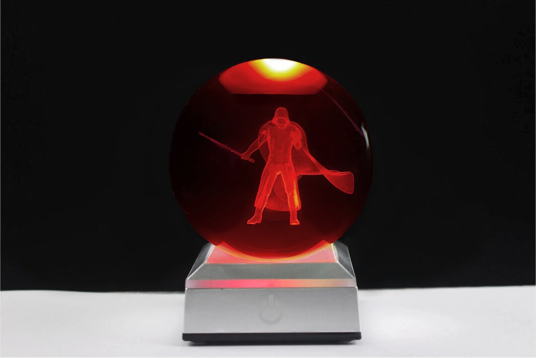 3D Star Wars 80mm Hologram Darth Vader K9 Crystal Glass Ball With LED ...