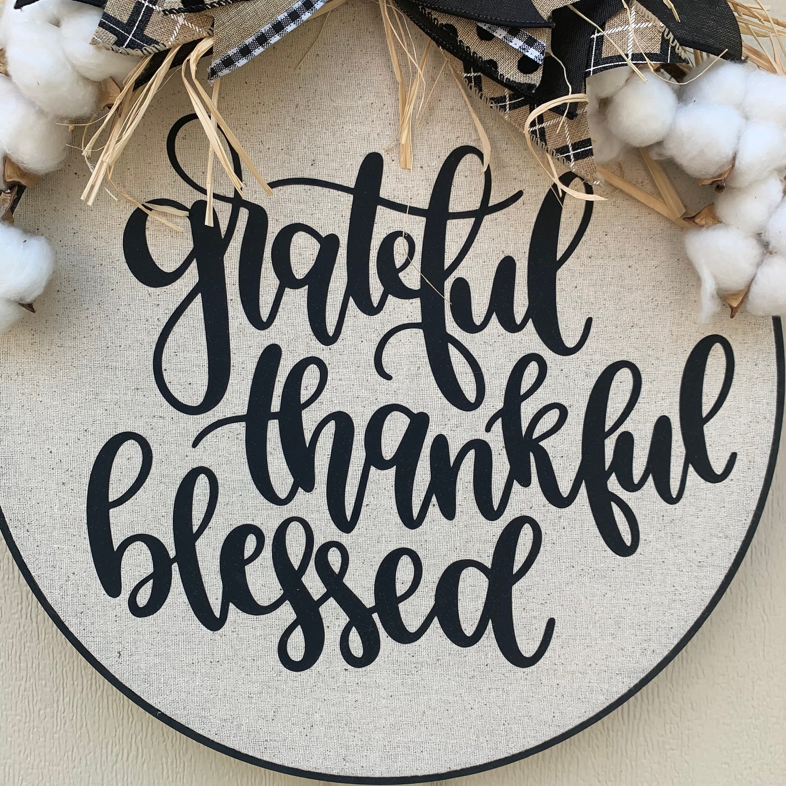 Fall Hoop Door Hanger, Grateful Thankful Blessed Wreath - Etsy