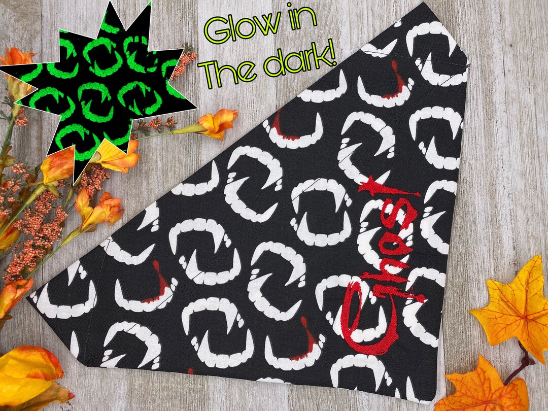 Vampire Fang Halloween Over the Collar Dog Bandana Large Dog ...