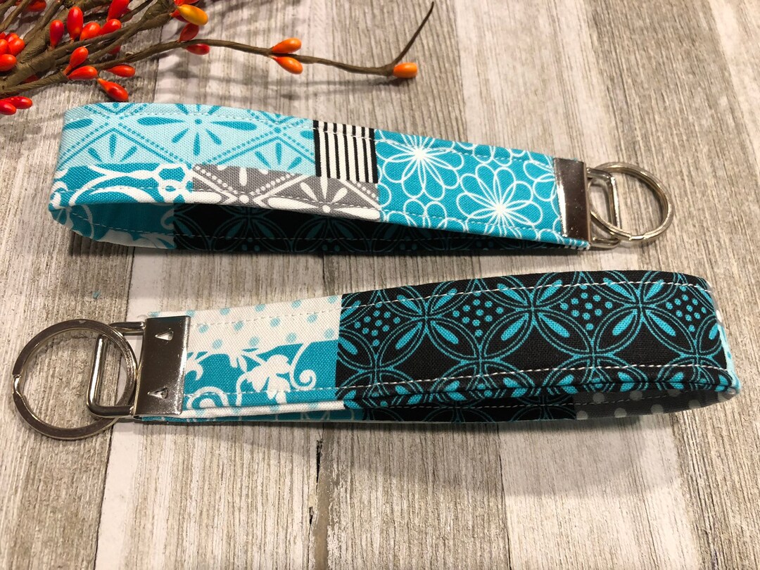 Wristlet Keychain in Quilt Pattern Key Fob Stocking - Etsy