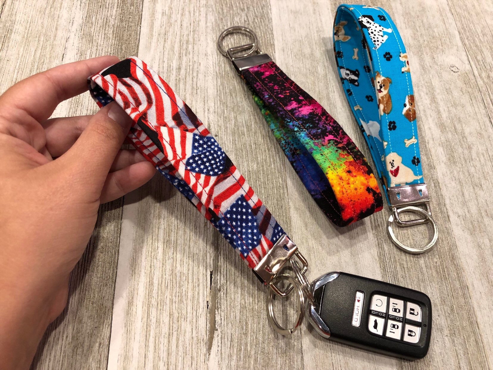 Wristlet Keychain in Quilt Pattern Key Fob Stocking | Etsy