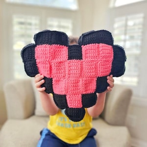 Crochet Pattern, Pixel Heart Pillow, Easy Crochet Heart Pillow Pattern ...
