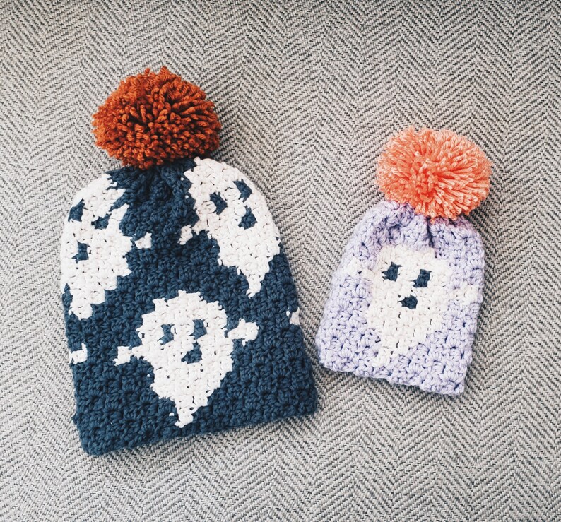 Halloween Ghost Crochet Beanie Pattern: C2C Hat (PDF Pattern) - Etsy