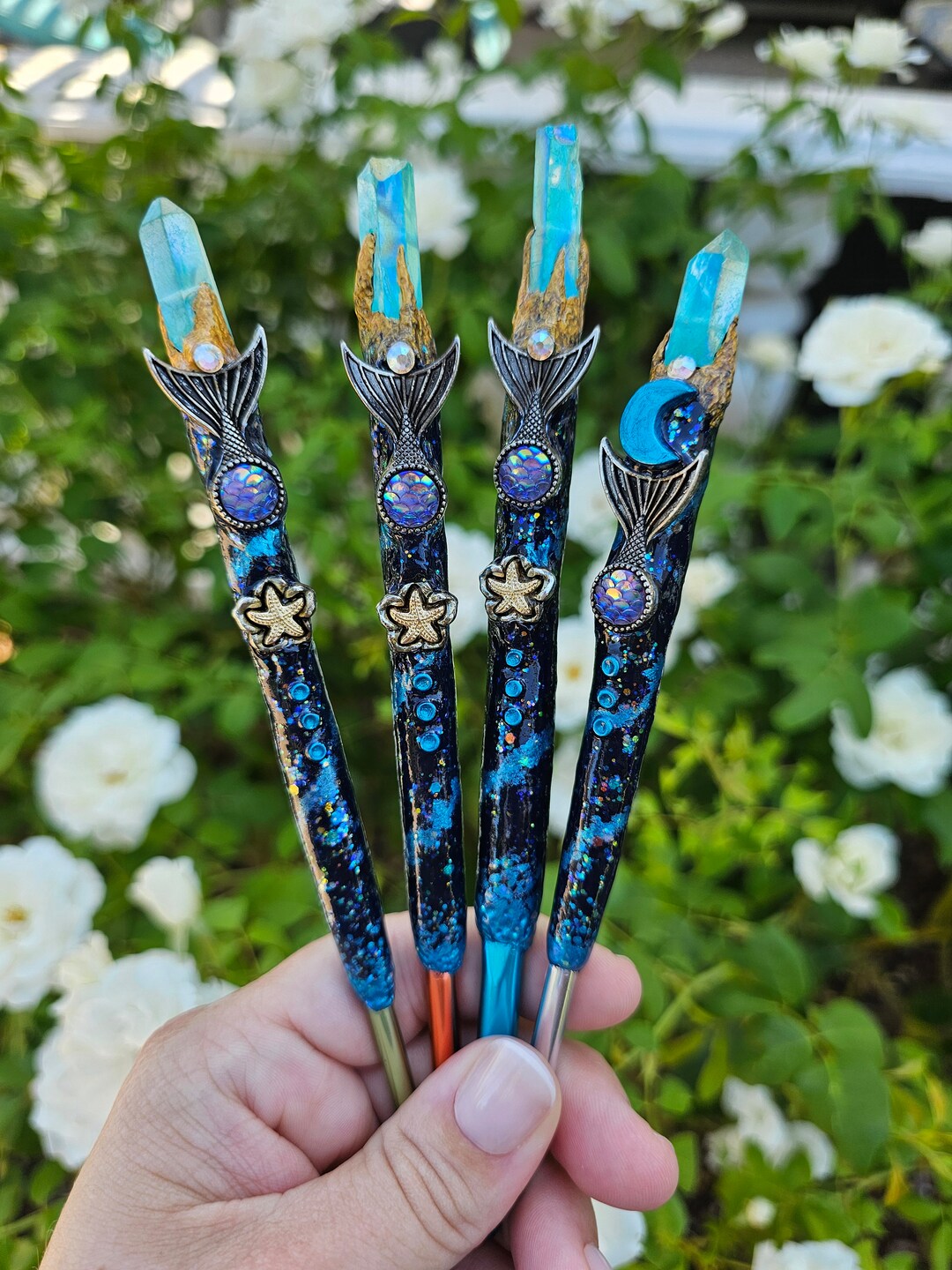 Crochet Hooks, Mermaid Siren Crystal Wand Crochet Hook, Gift for ...