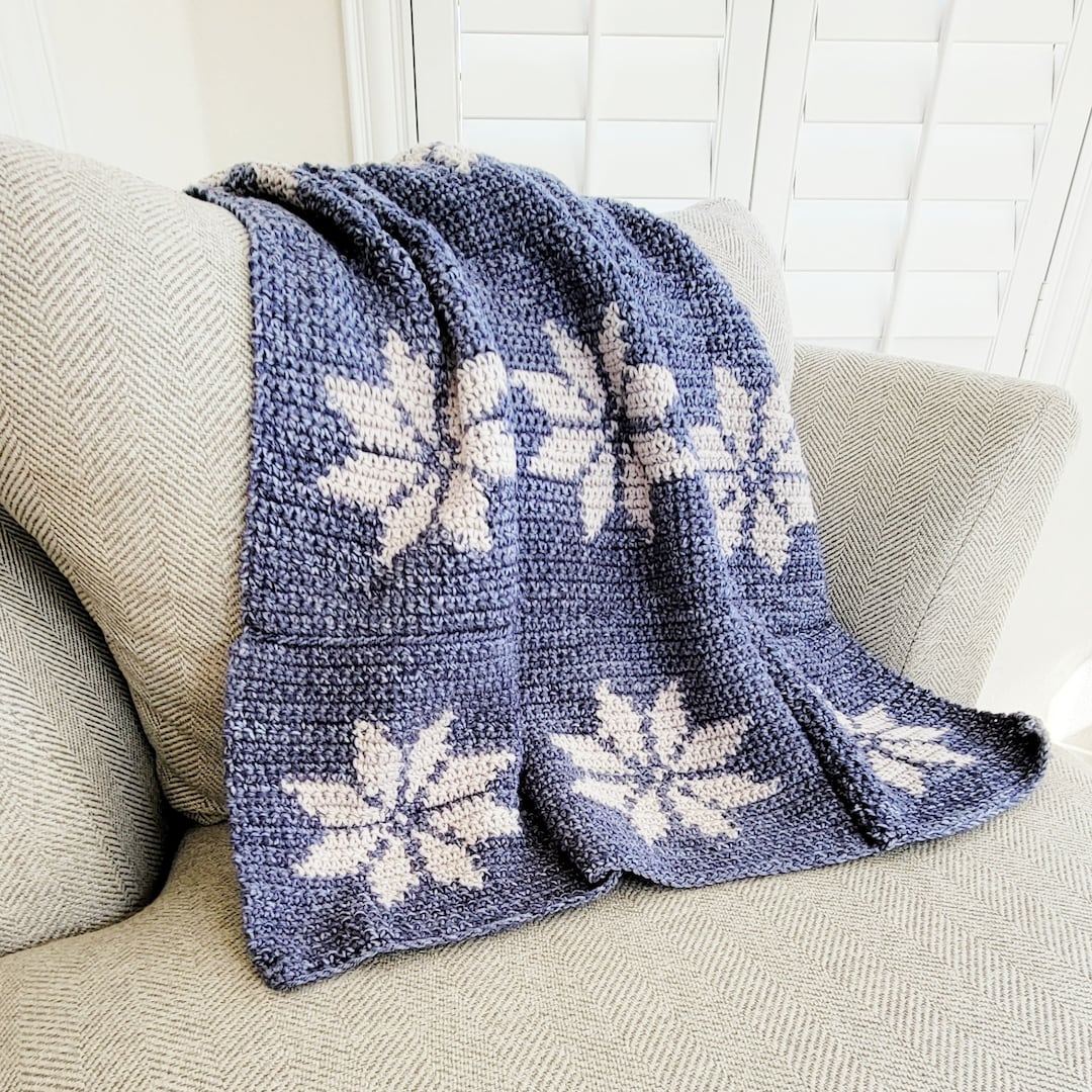 Snowflake Afghan Square Crochet Pattern: Easy Winter Blanket (PDF ...