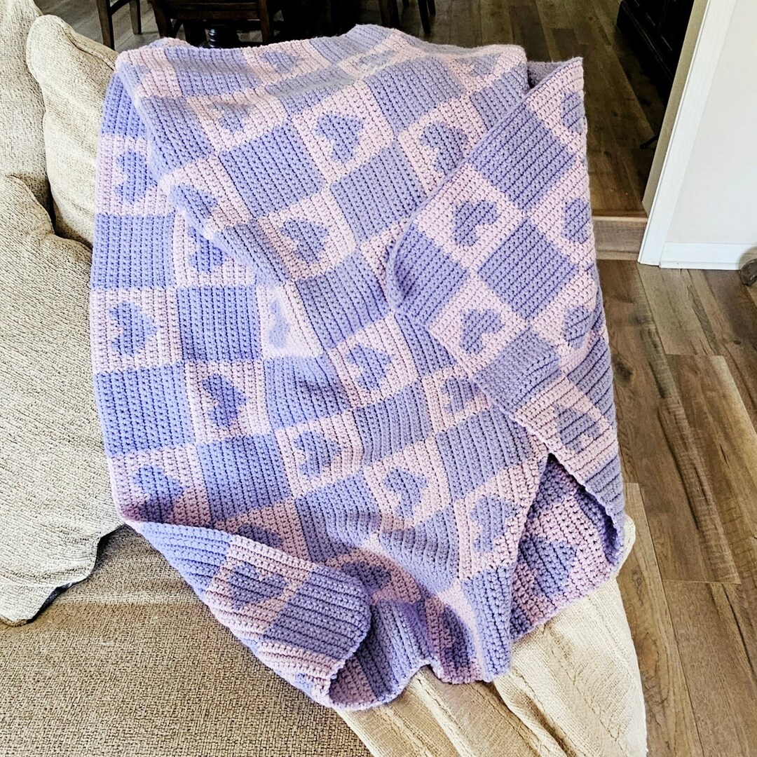 Crochet Pattern Checkered Crochet Pattern Easy Crochet Blanket Pattern ...