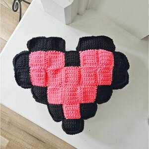 Crochet Pattern, Pixel Heart Pillow, Easy Crochet Heart Pillow Pattern ...