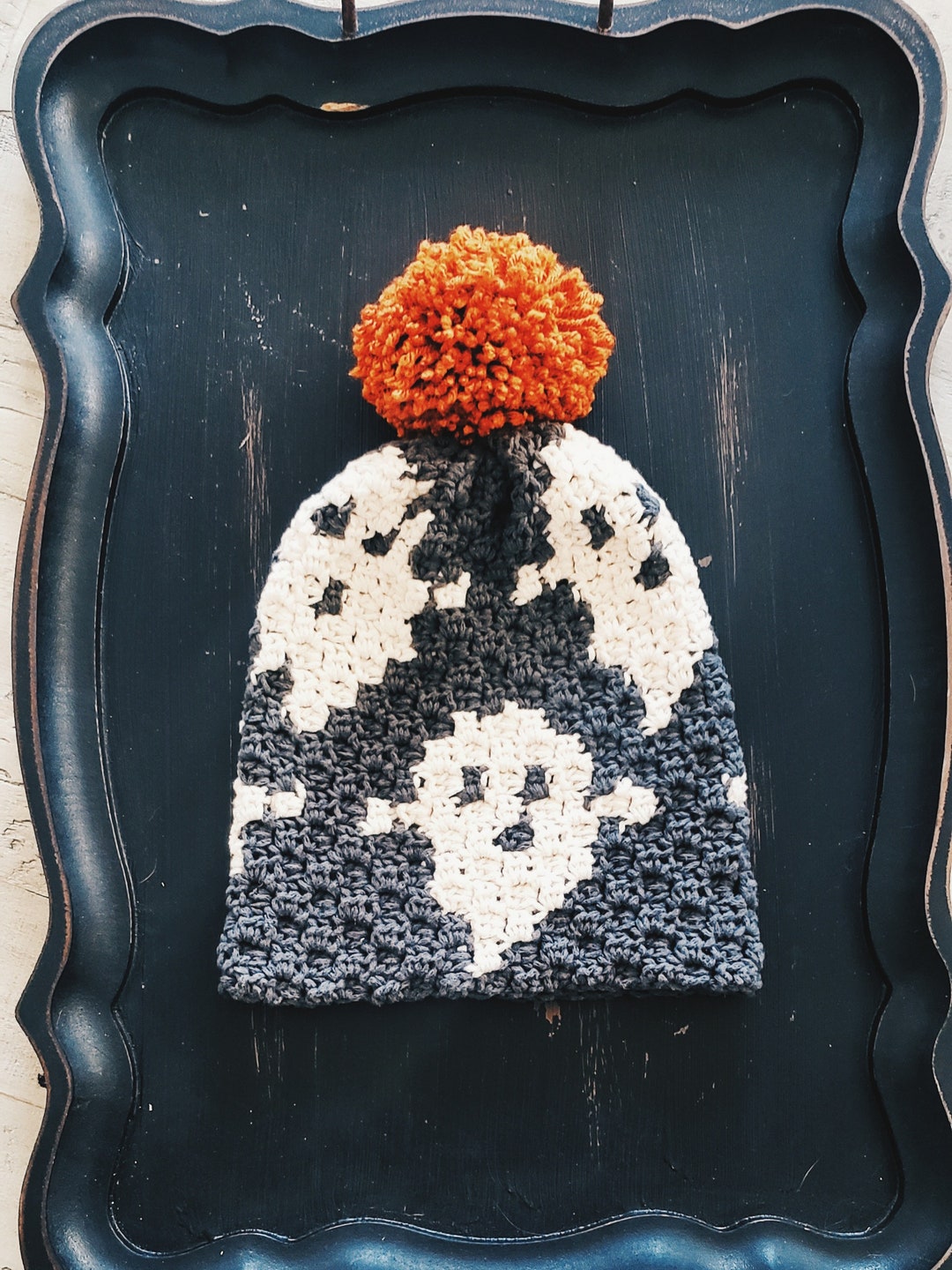 Halloween Ghost Crochet Beanie Pattern: C2C Hat (PDF Pattern) - Etsy