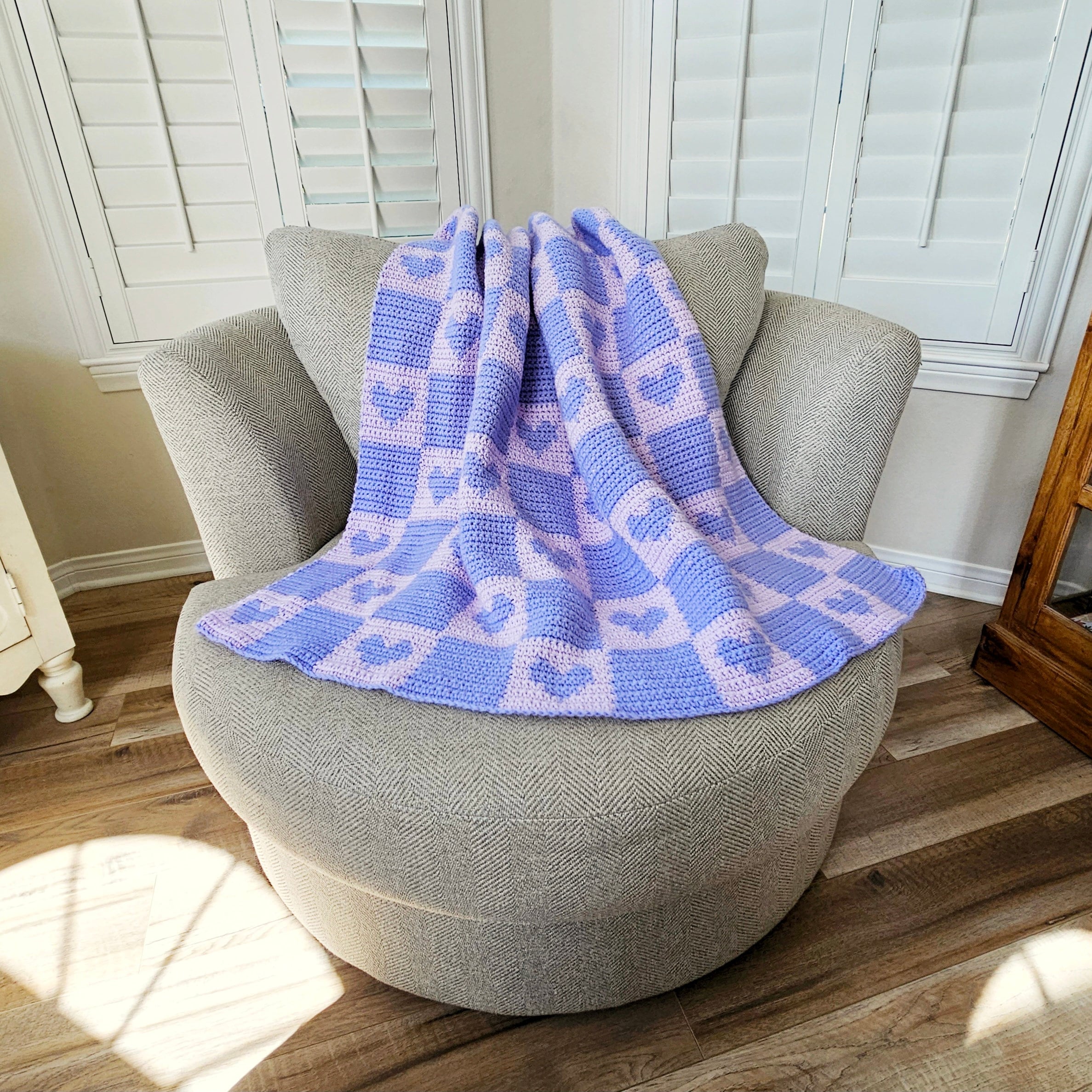 Checkered Hearts Crochet Blanket Pattern: Easy Throw (PDF Pattern) - Etsy