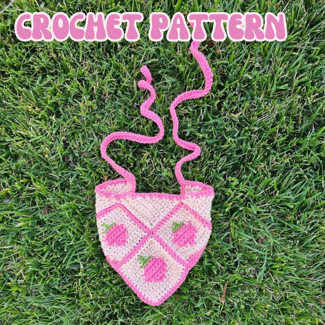 Crochet Pattern, Strawberry Square Crochet Pattern, Strawberry Bandana ...