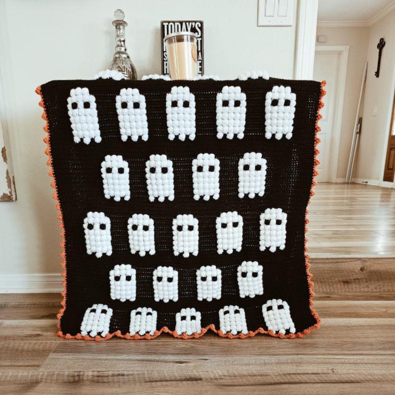 Spooky Ghost Bobble Stitch Crochet Blanket Pattern (PDF) - Etsy