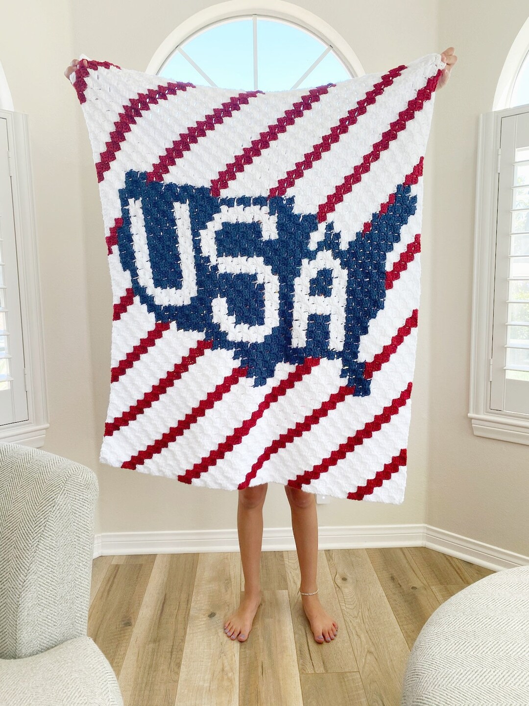 Crochet Pattern USA Throw Blanket 4th of July Crochet Project ...
