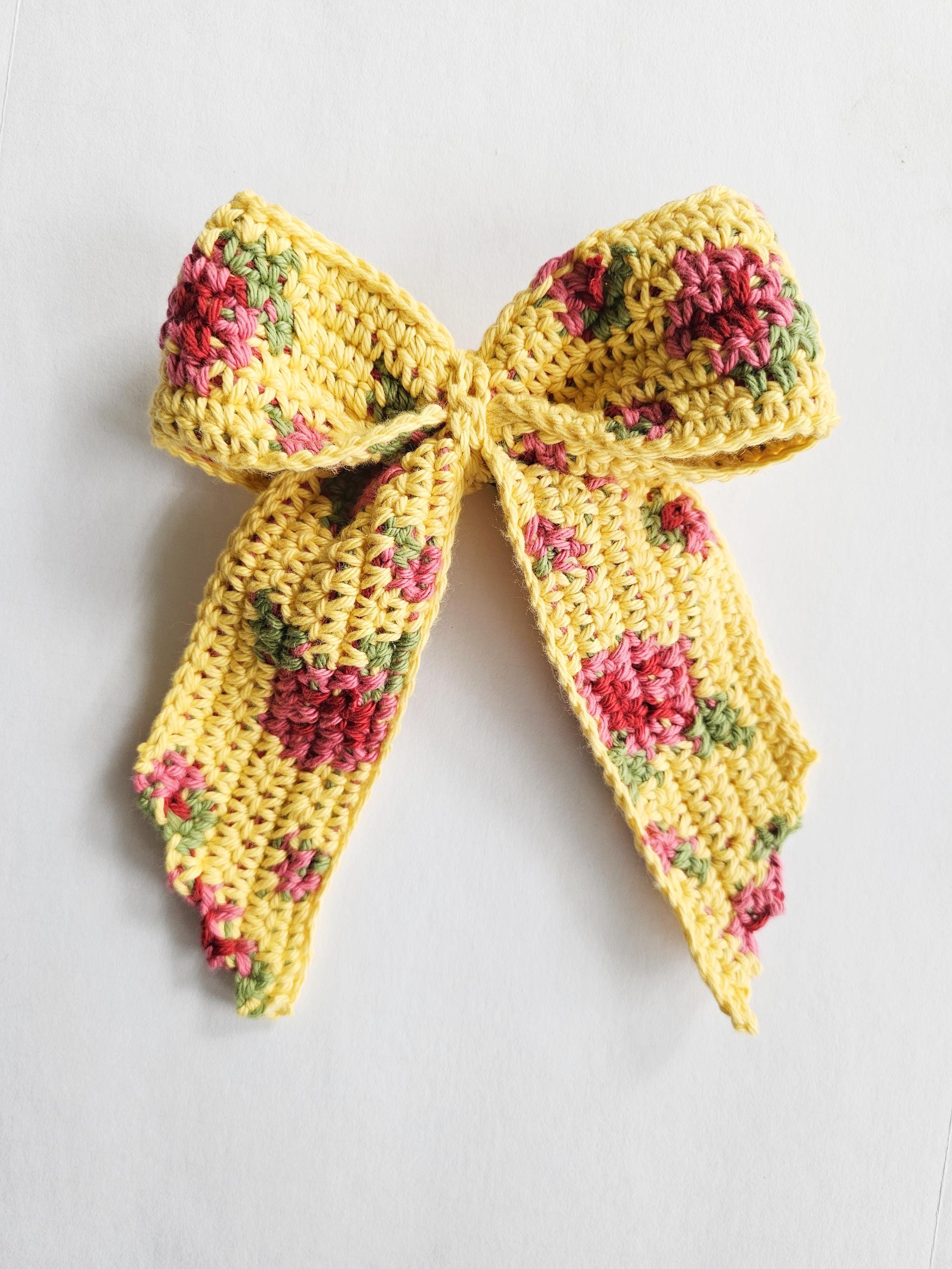 Crochet Floral Hair Bow Clip Pattern (PDF) - Etsy