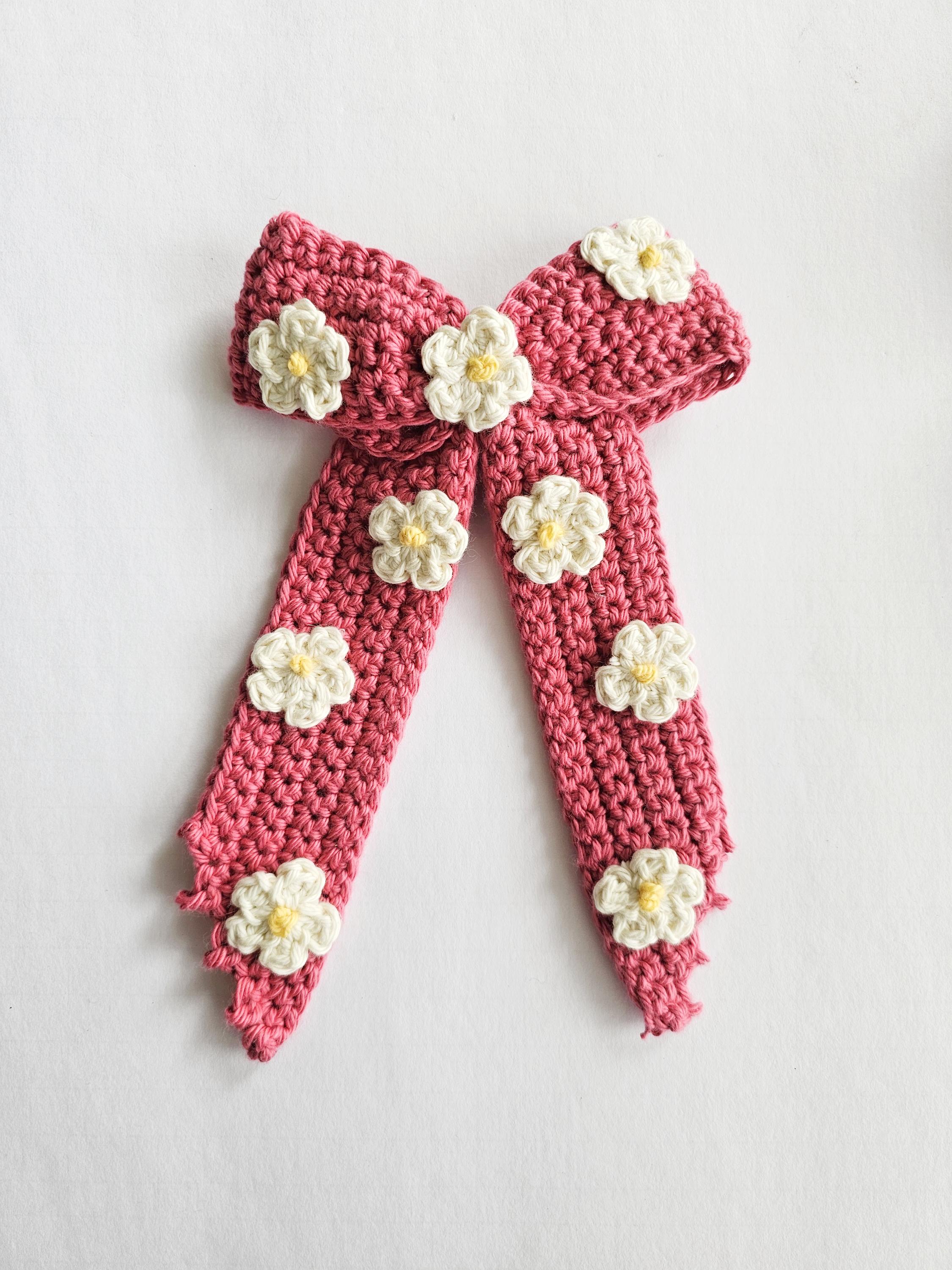 Crochet Floral Hair Bow Clip Pattern (PDF) - Etsy
