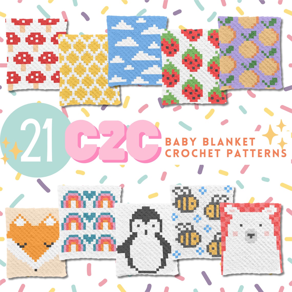C2C Crochet Baby Blanket Patterns: 21 Easy Designs (digital Download ...