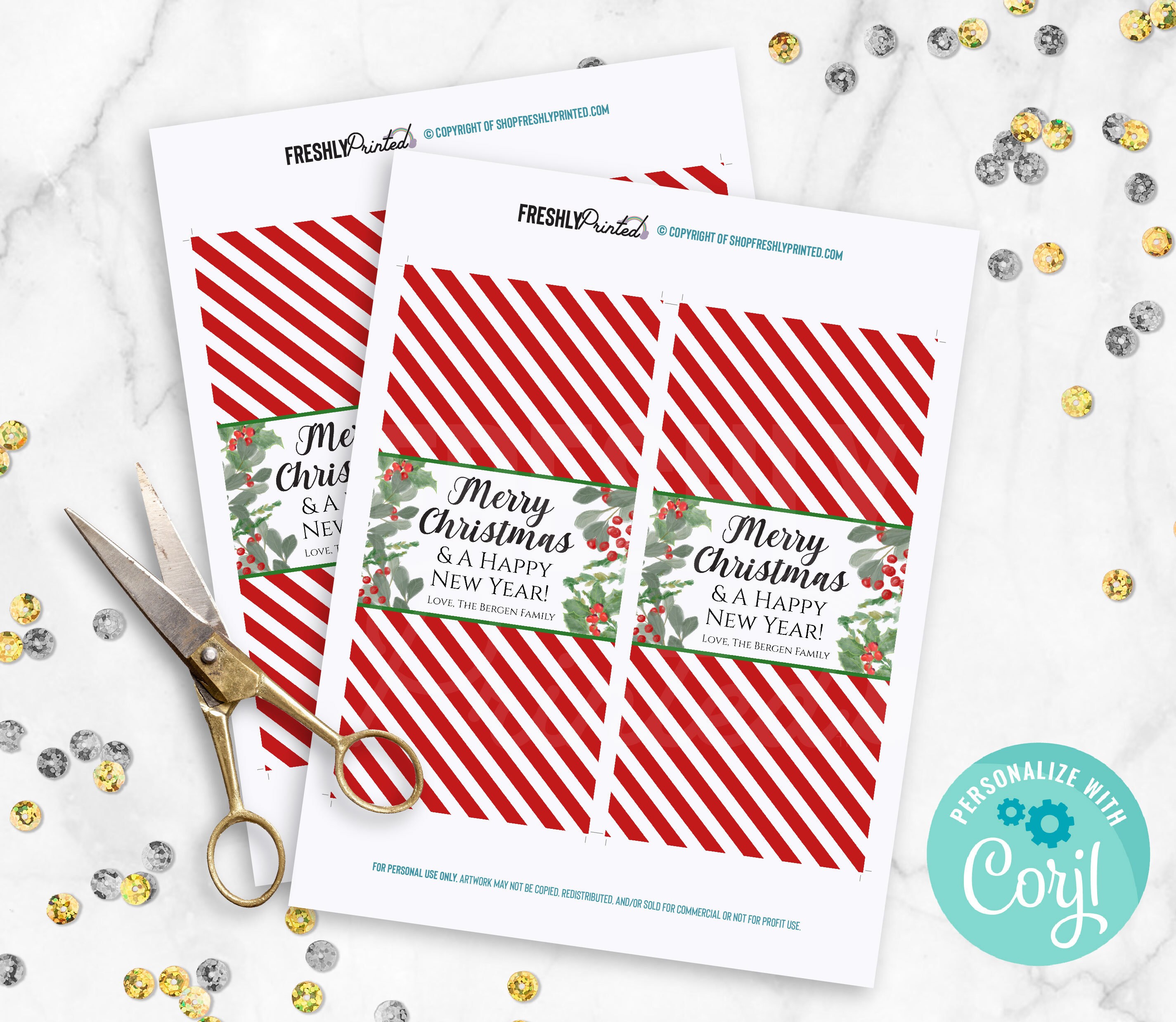 Christmas Kitkat Labels - Corjl Template - Digital File Only - Edit ...