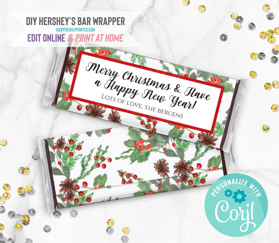 Christmas Hershey Bar Wrapper - Corjl Template - Digital File Only ...