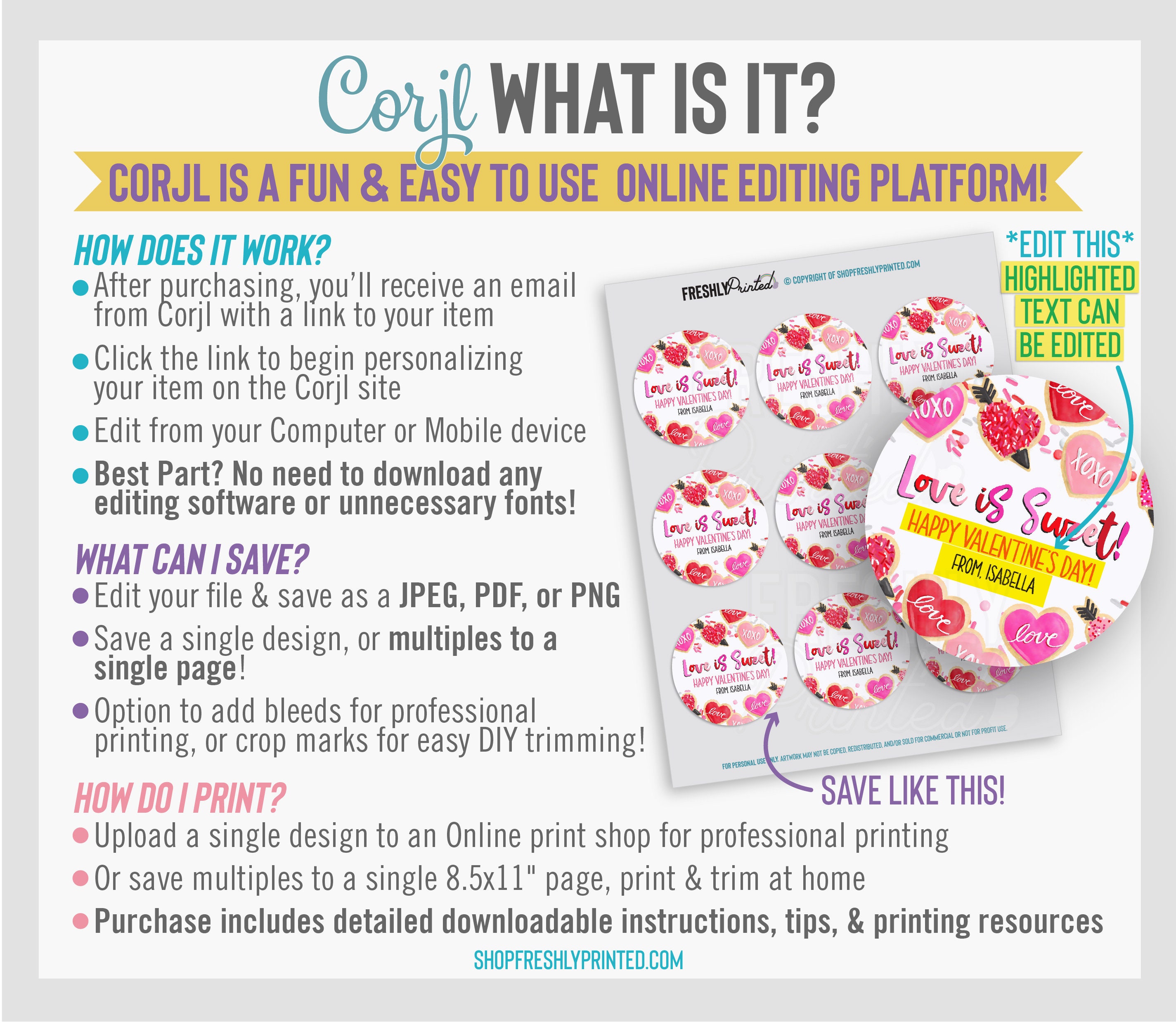 Valentine's Day Stickers - Corjl Template - Digital File - Edit Online ...
