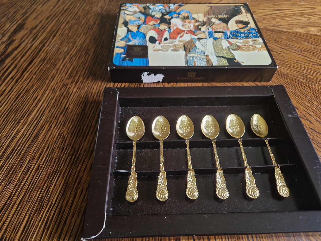 Vintage 24K Gold-plated Coffee Spoons – Scandia Present – Scandinavian ...