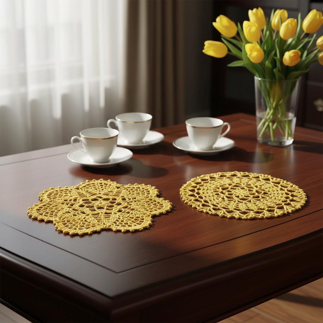 Vintage Swedish Hand-crocheted Yellow Doilies – Set of 2 | Easter Decor ...