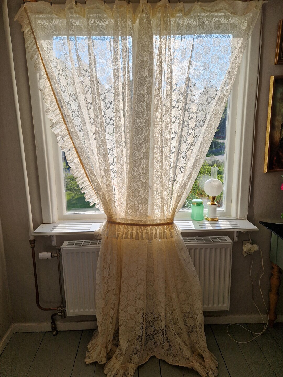 ON HOLD! Swedish Scandinavian Rustic Boho Big Romantic Lace Curtain ...