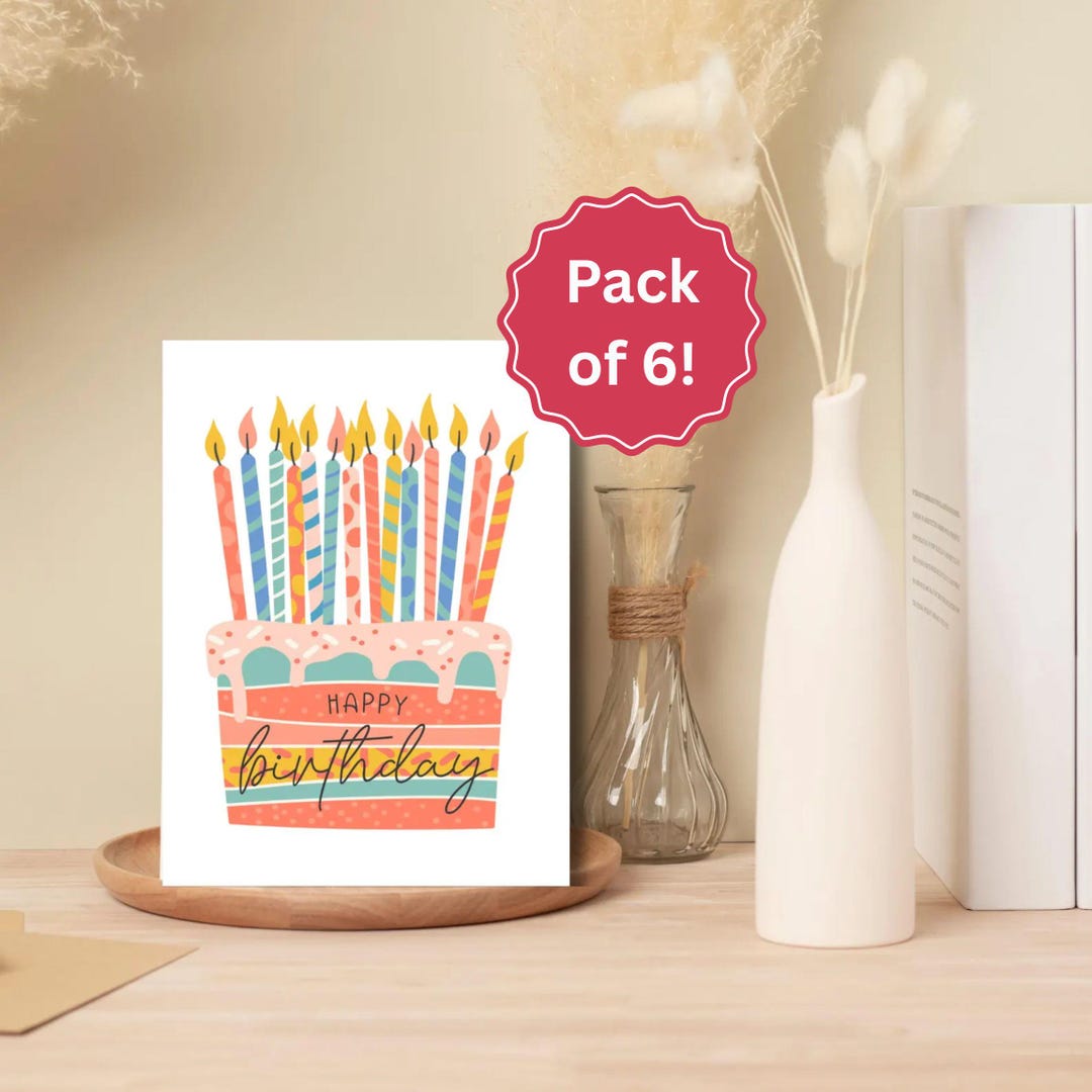 All About the Cake! Happy Birthday Card Pack A2 Comes With Envelopes ...