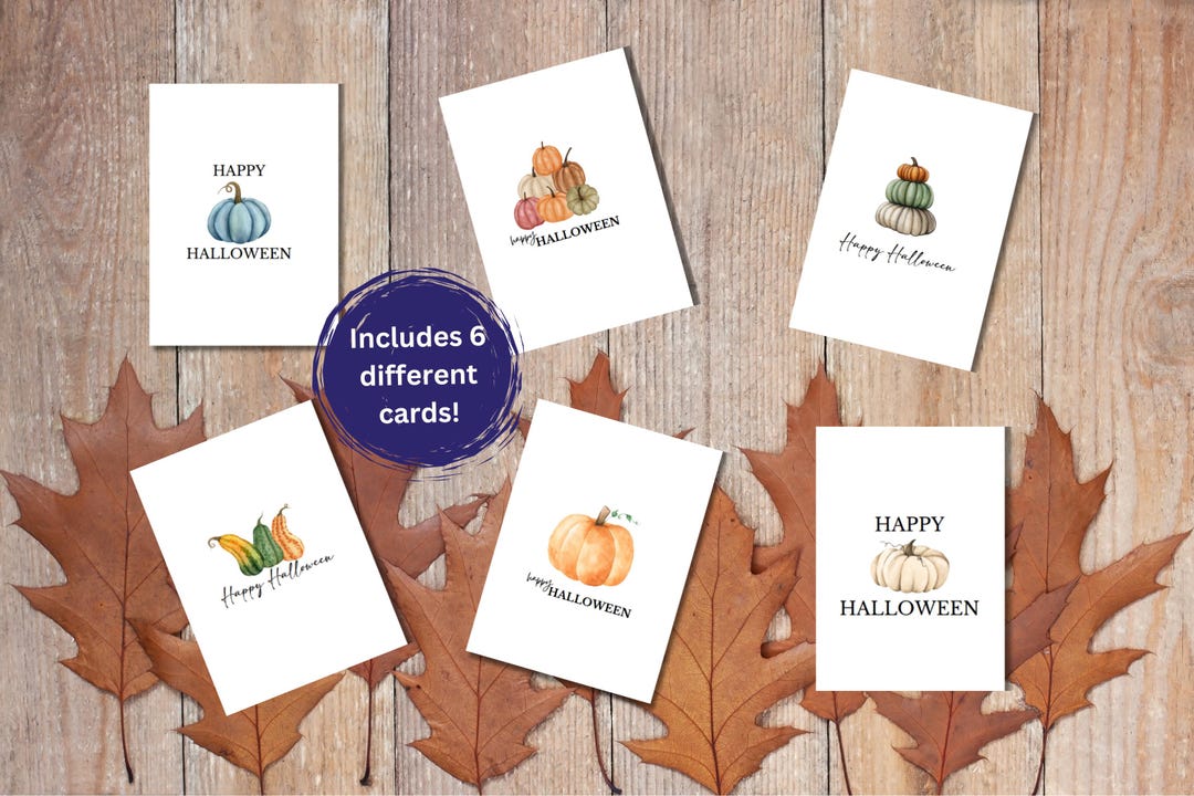 Fall Pumpkin Greeting Card Variety Pack, Happy Halloween Cards (6-pack ...