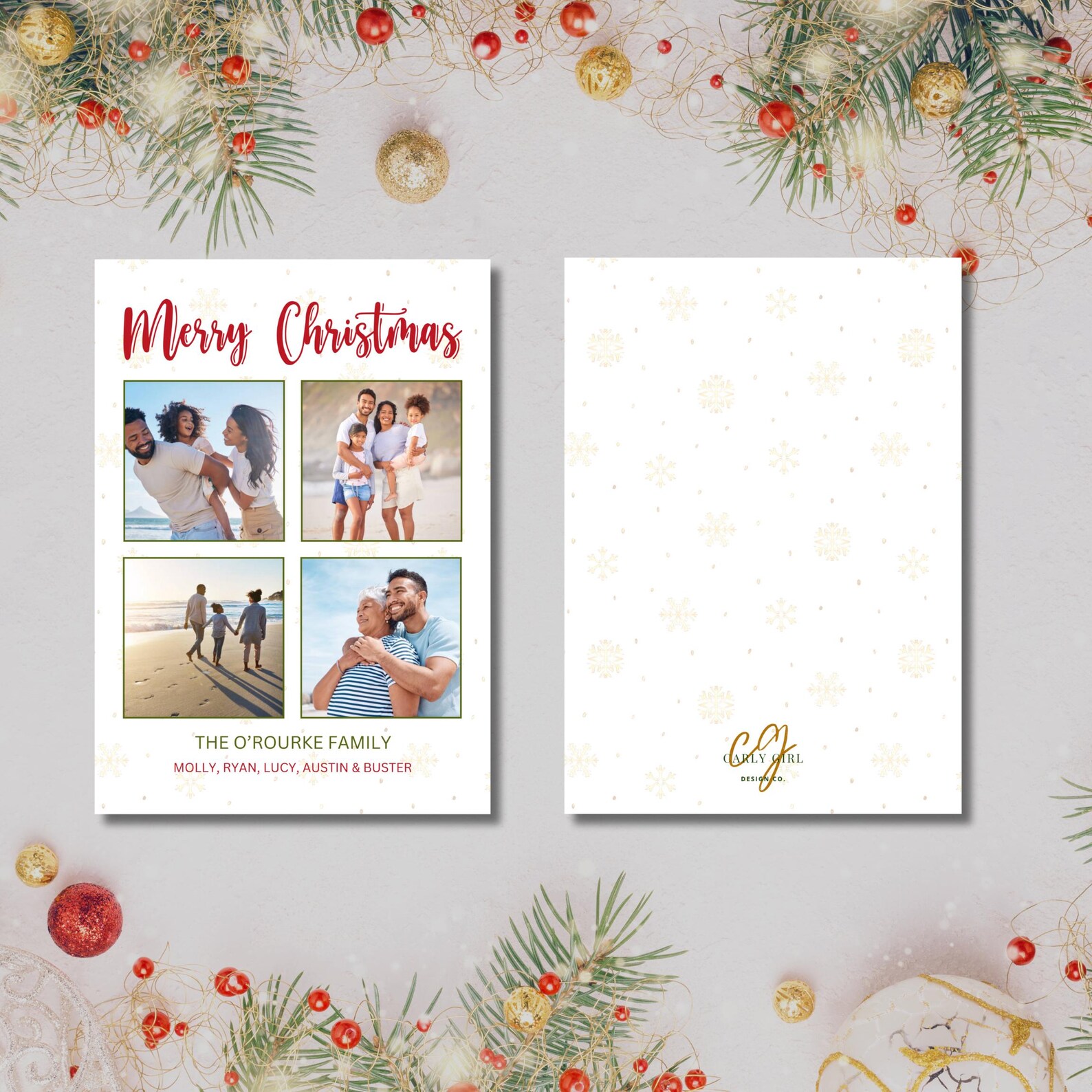 Custom Merry Christmas Photo Cards Gifts for Neighbors Gifts for Family ...