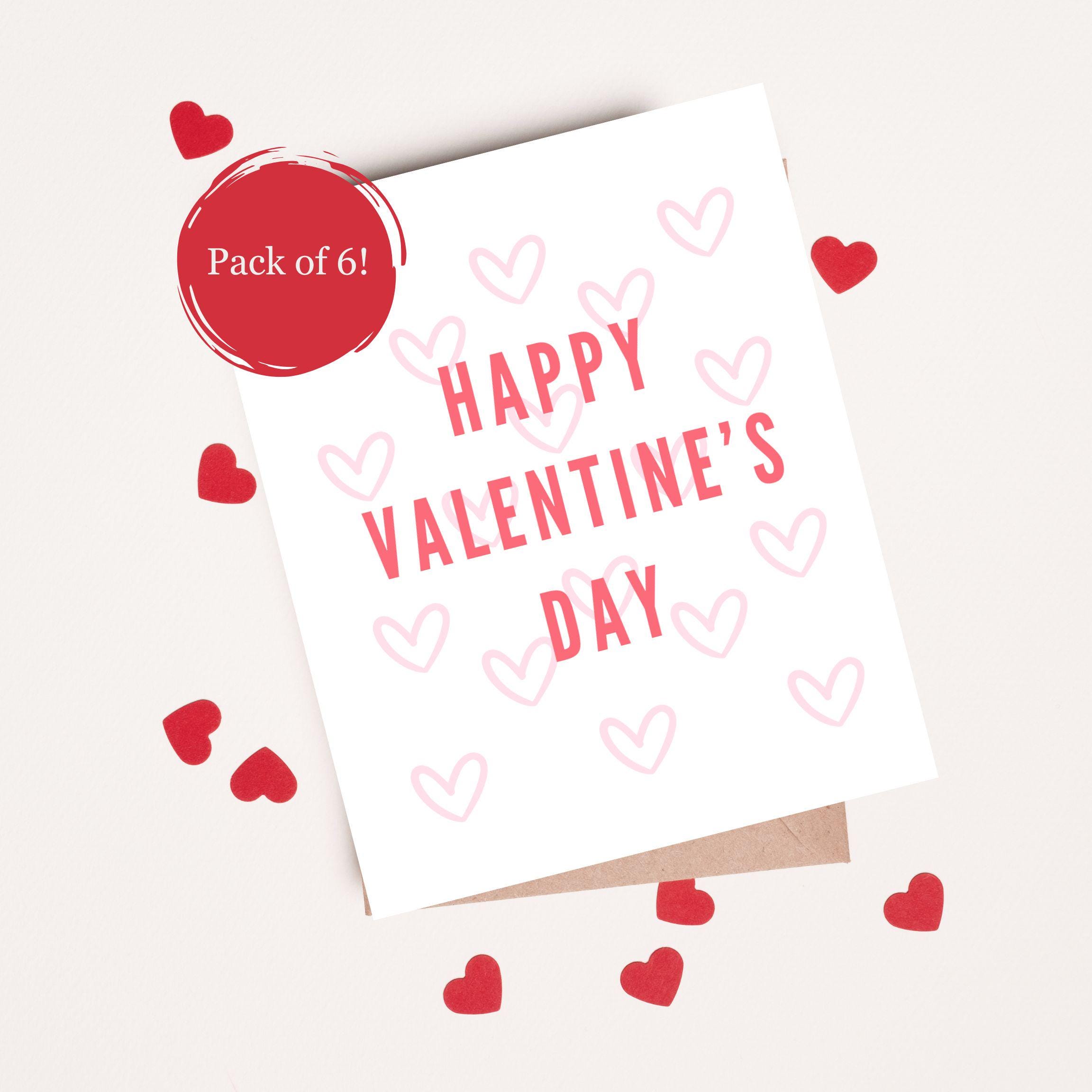 Happy Valentine's Day Cards Comes With Envelopes Pack of 6 Gift for ...