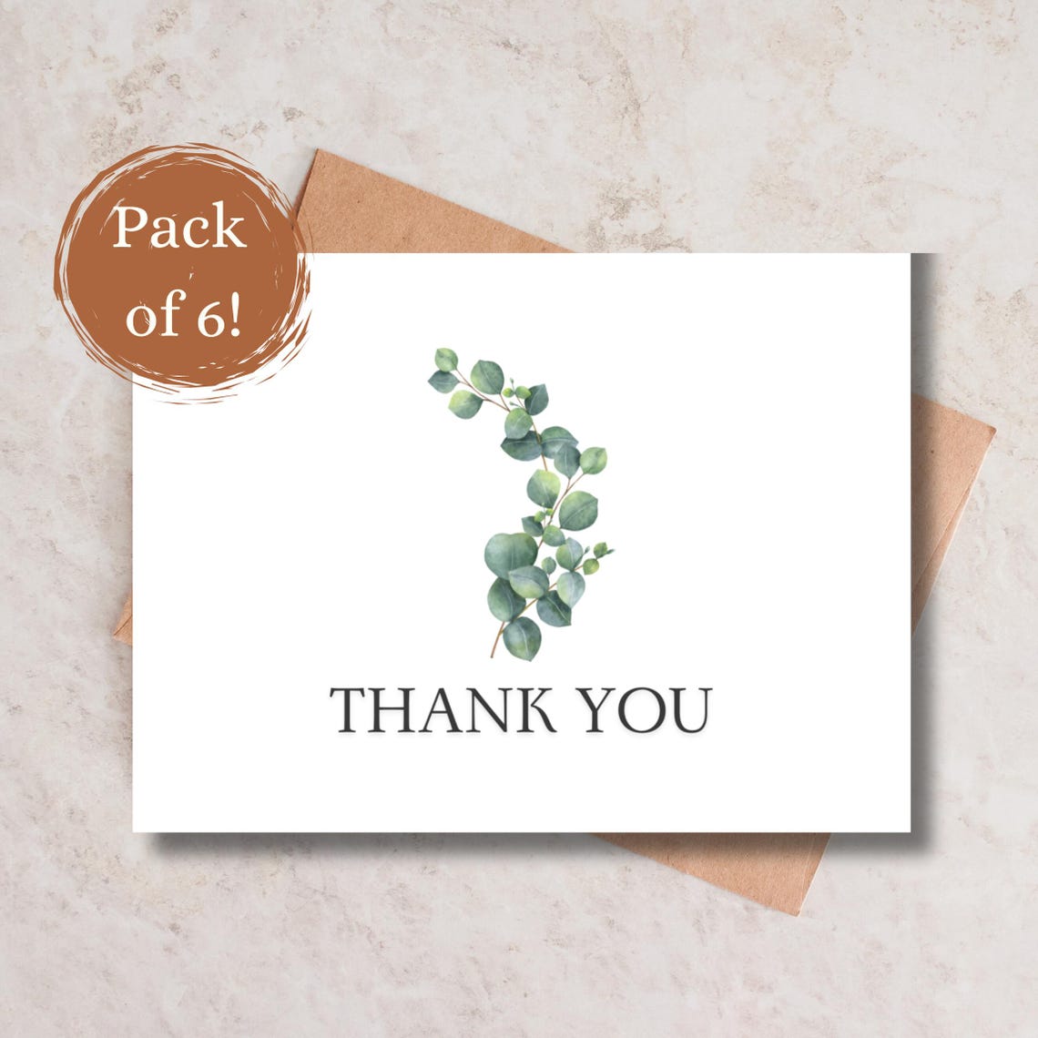 Simple Green Floral Thank You Card A2 Pack of Six Comes With Envelopes ...
