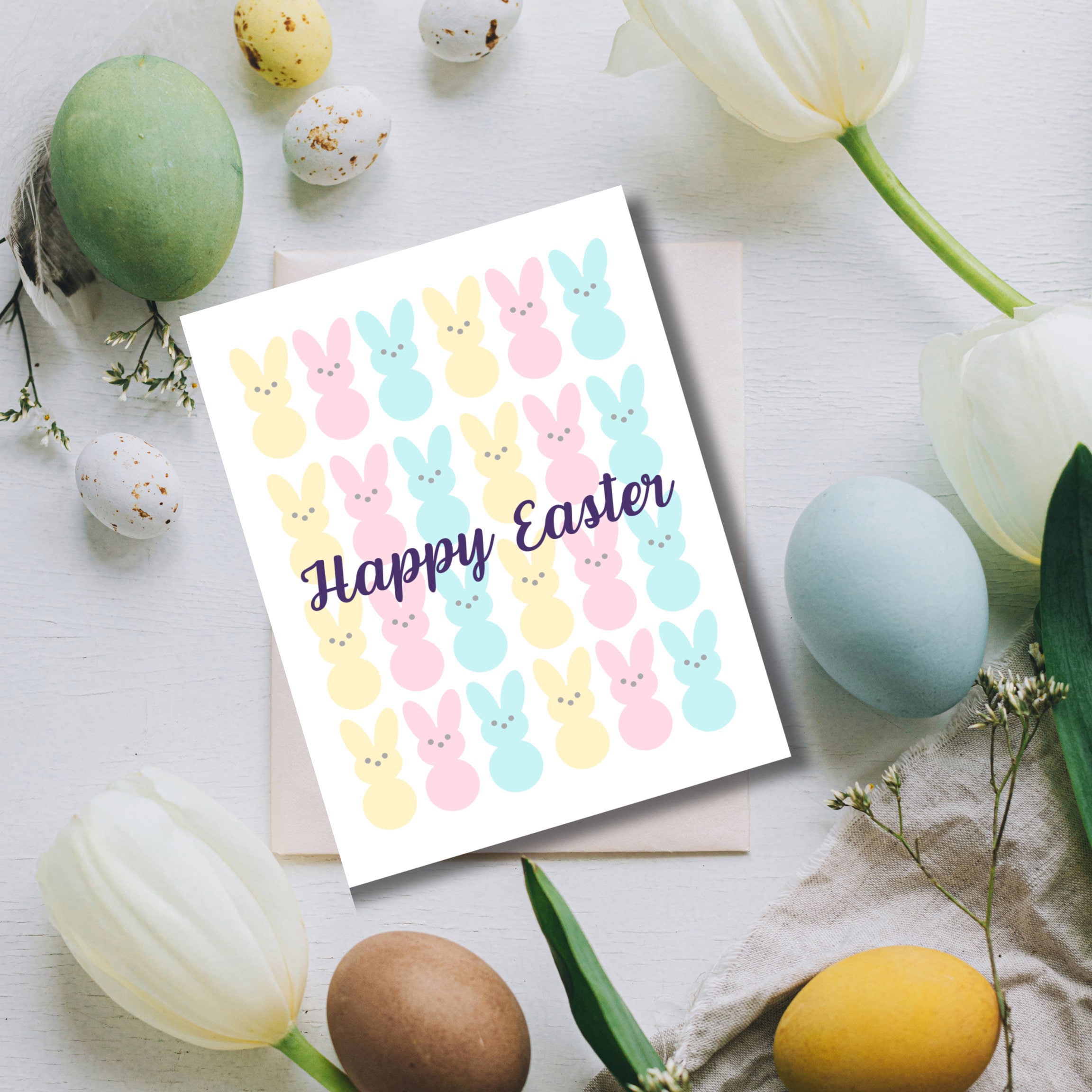 Easter Bunny Peeps Card - Greetings for a Hoppy Easter! Comes With ...