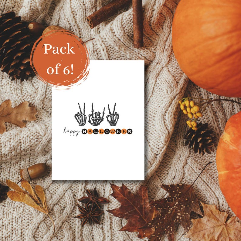 Skeleton Halloween Greeting Card Pack, Spooky Cards With Envelopes (set ...