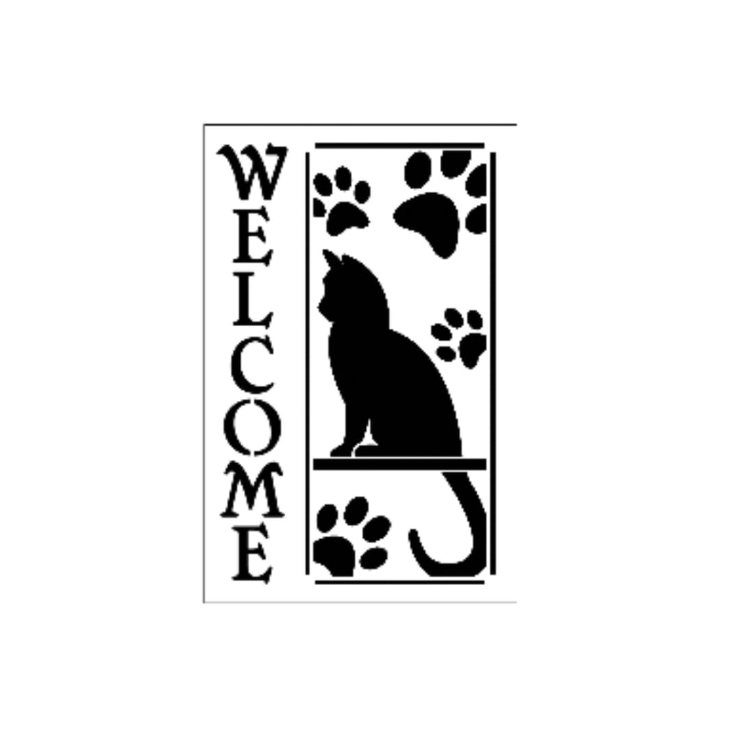 Welcome Cat Pattern, (pdf, Jpeg, Svg, Dxf) - Etsy