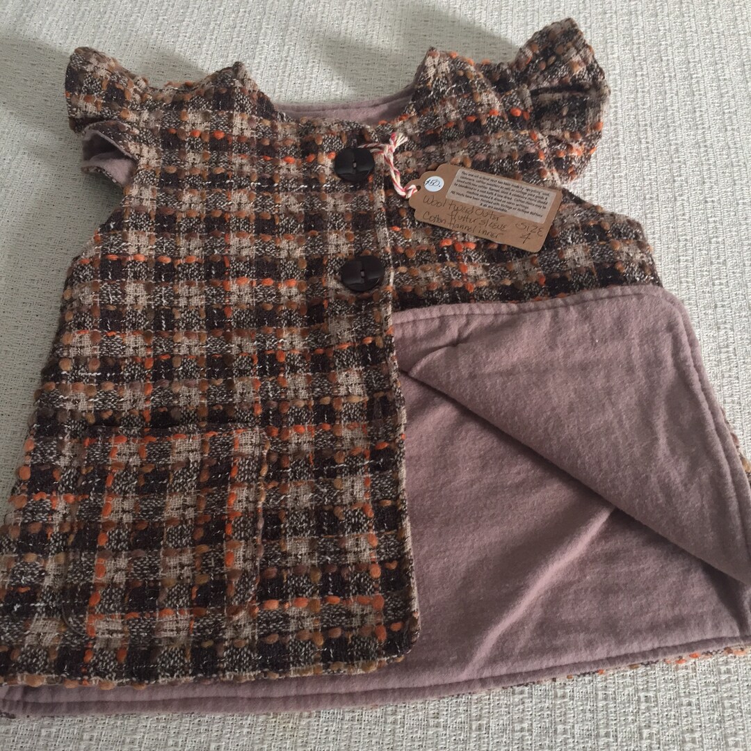 Upcycled Wool Tweed Vest With Flutter Sleeves - Etsy