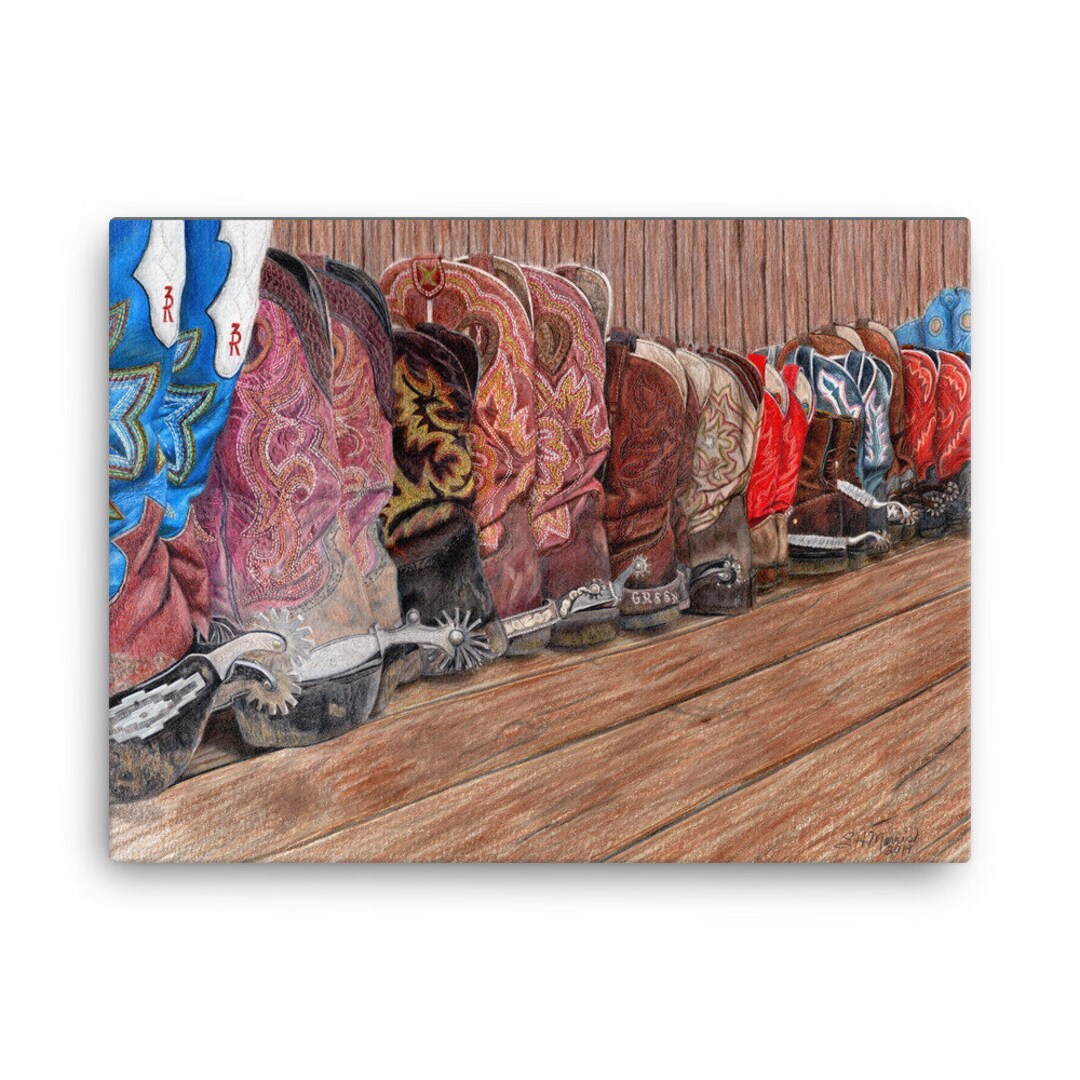Cowboy Boot Wall Decor Canvas Print, Western Scene Canvas Print, Canvas ...