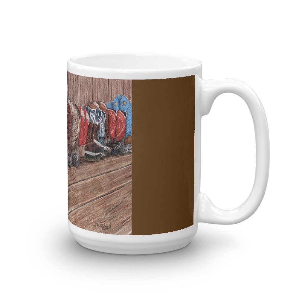 Western Coffee Mug Cowboy Boot Coffee Mug Original Art - Etsy