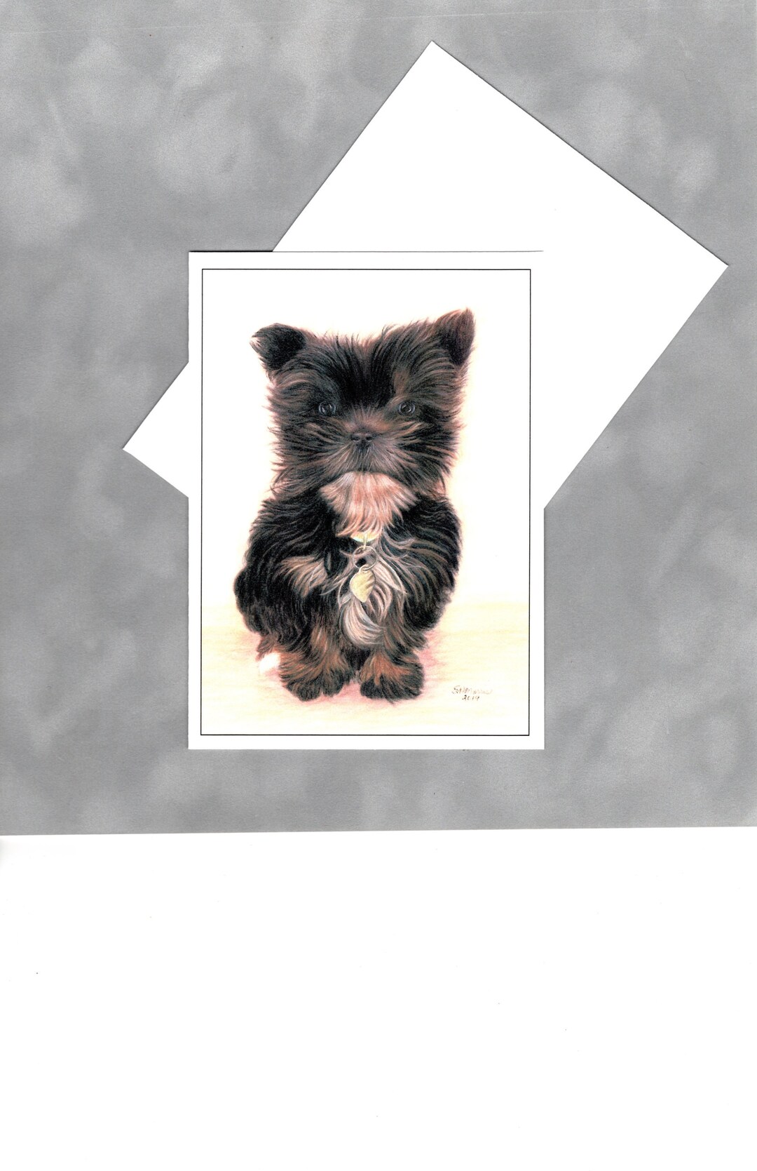 Yorkiepoo Note Card Original Art All Occasion Thank You - Etsy