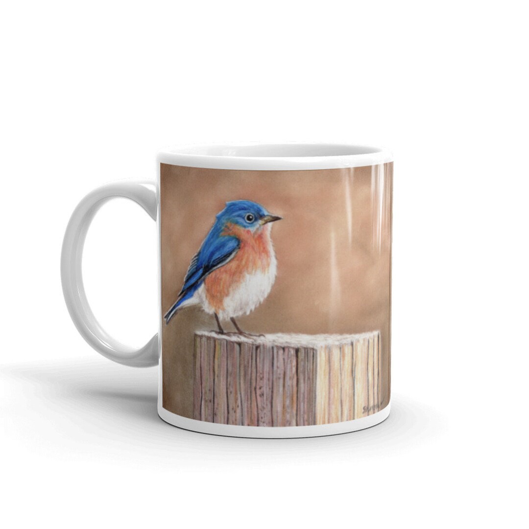 Bluebird on Post Coffee Mug Hot Beverage Cup Bird Lover Gift Spring ...