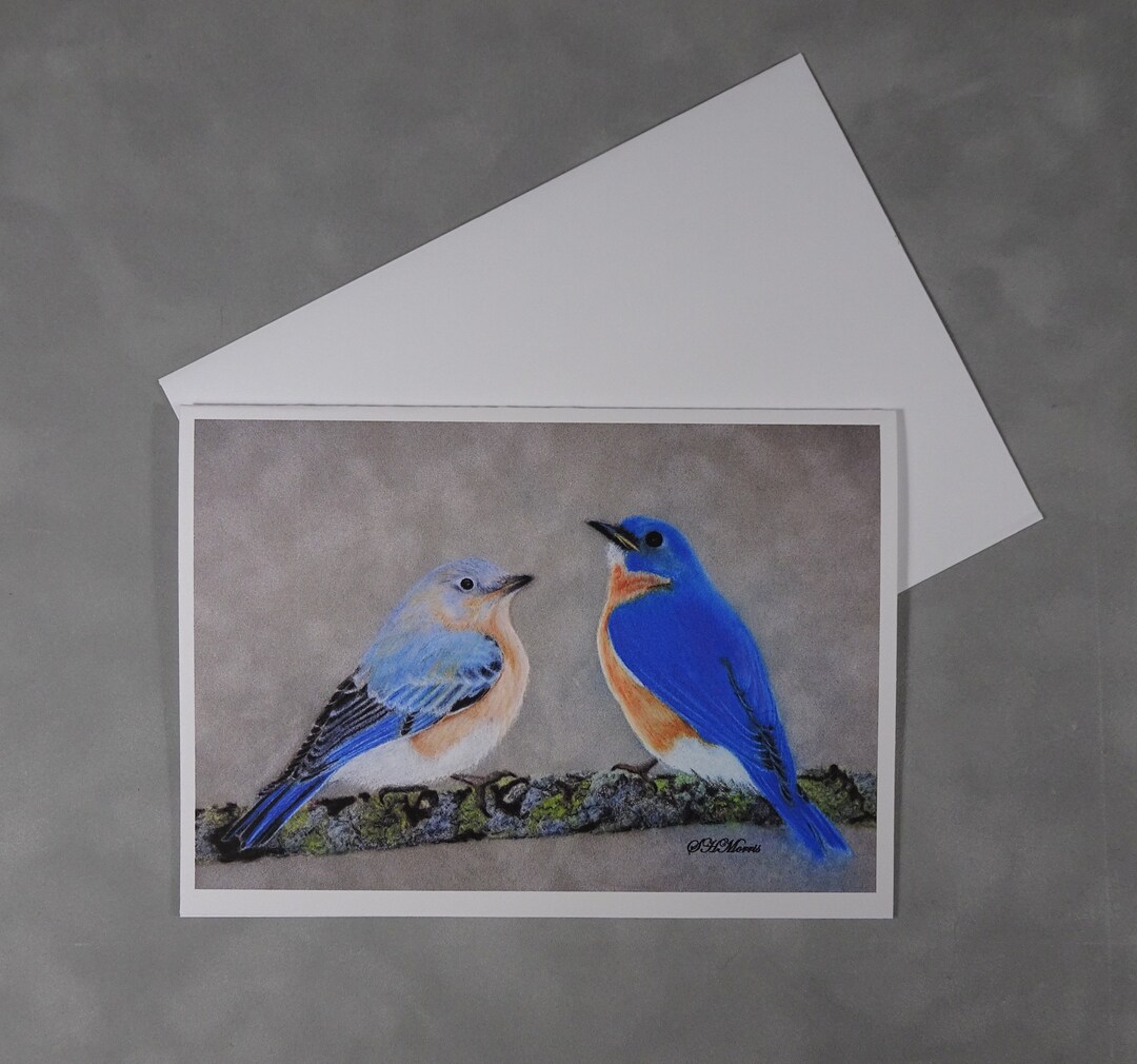Bluebird Note Card, Original Artwork on Note Card, Lovebirds Note Card ...