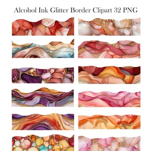 Alcohol Ink Border PNG, Colorful Ink Glitter Borders Clipart, Scrapbook ...
