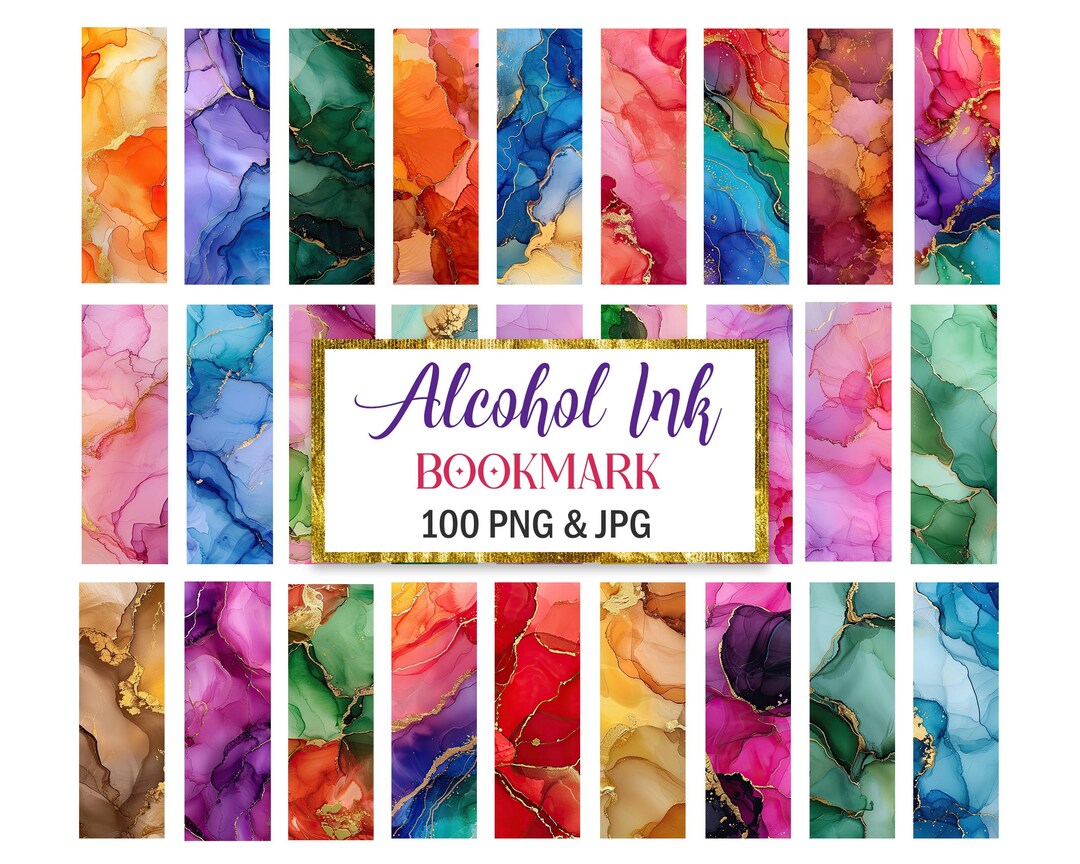Alcohol Ink Bookmark PNG, Bookmark Sublimation, Colorful, Digital ...