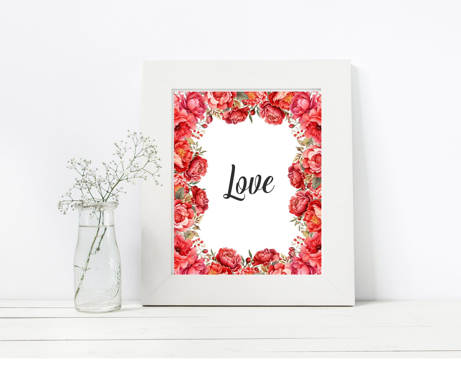 Red Flower Border Clipart, Watercolor Red Floral PNG Bundle, Flower ...