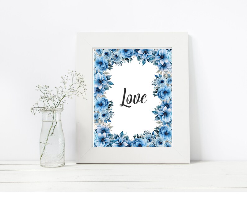 Blue Flower Border Clipart, Watercolor Blue Floral PNG, Flower Frame ...