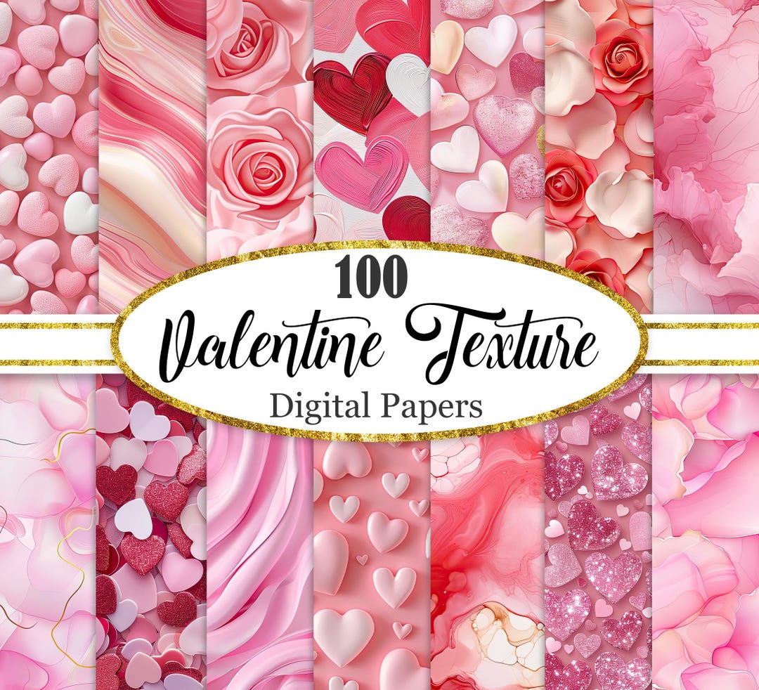 Valentine Digital Paper, Valentine Background Bundle, Valentine Texture ...